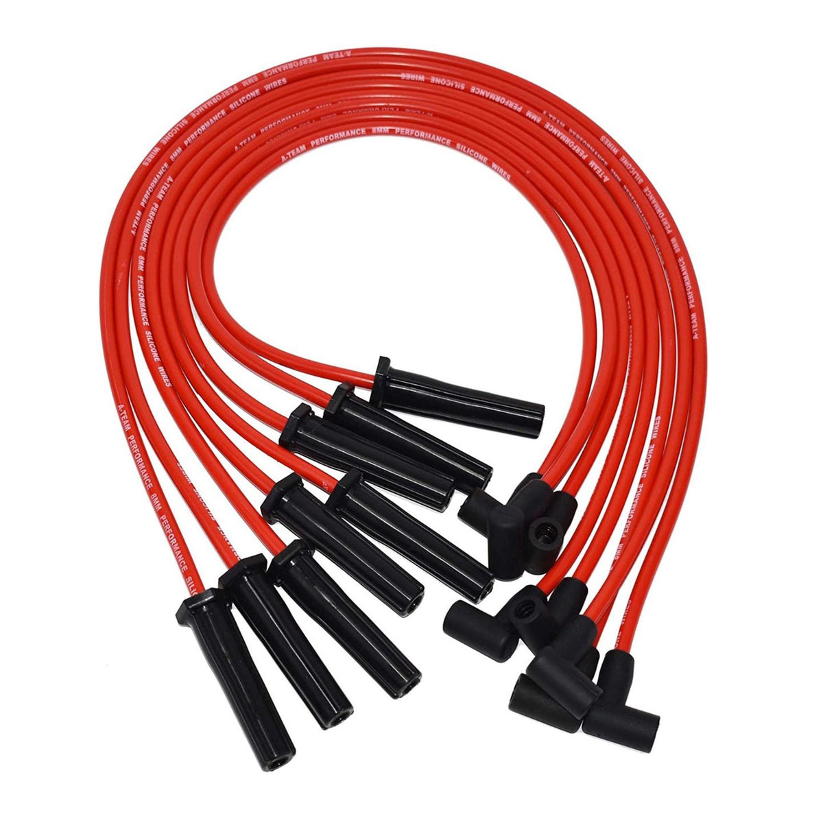 A-Team Performance 8.0 mm Double-Layer Red Silicone Spark Plug Wires ...