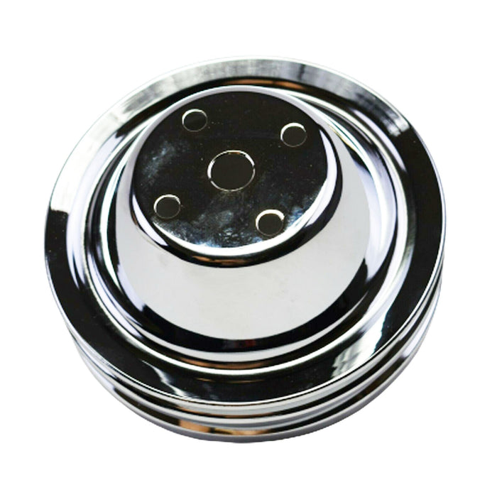 Sbc Pulley Kit Chrome 2-Groove Long Water Pump Pulley For Chevy Small ...